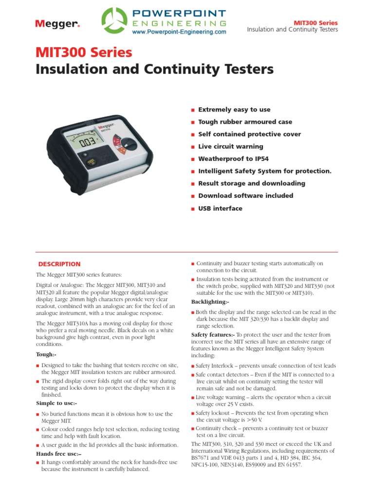 Megger-MIT310.pdf | Electrical Wiring | Direct Current