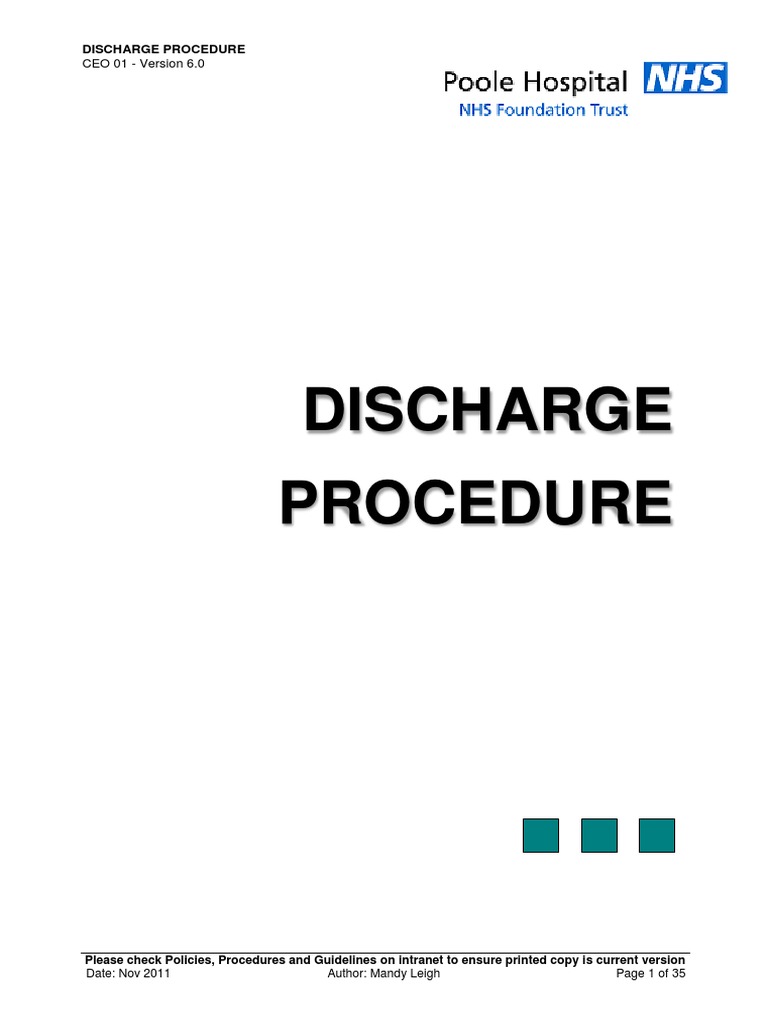 Discharge Procedure Guidelines | PDF | Patient | Caregiver
