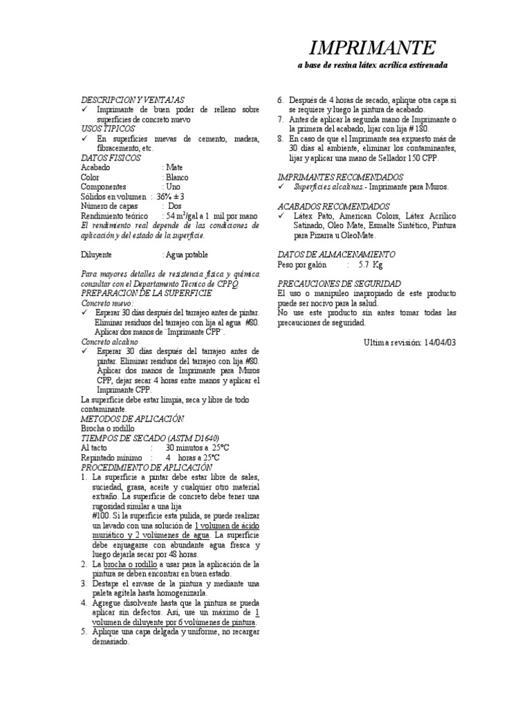 Imprimante-CPP Ficha Tecnica | PDF | Pintar | Química
