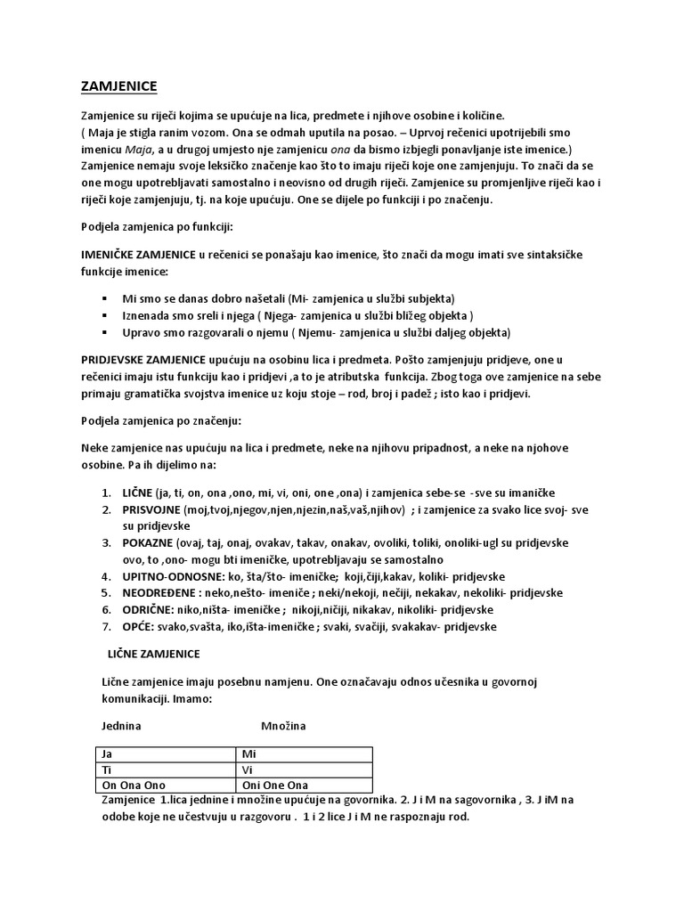 Zamjenice | PDF