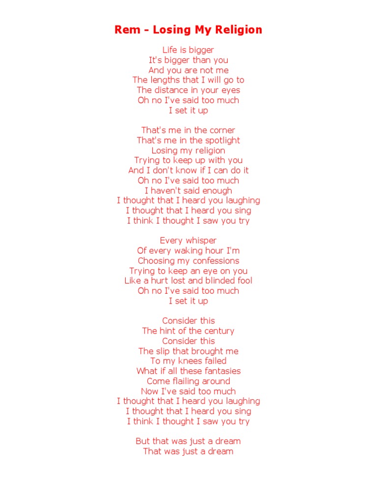 Rem - Losing My Religion | PDF | Love