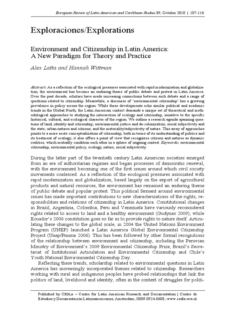 Environmental Citizenships Latinoamerica | PDF | Ecology | Citizenship