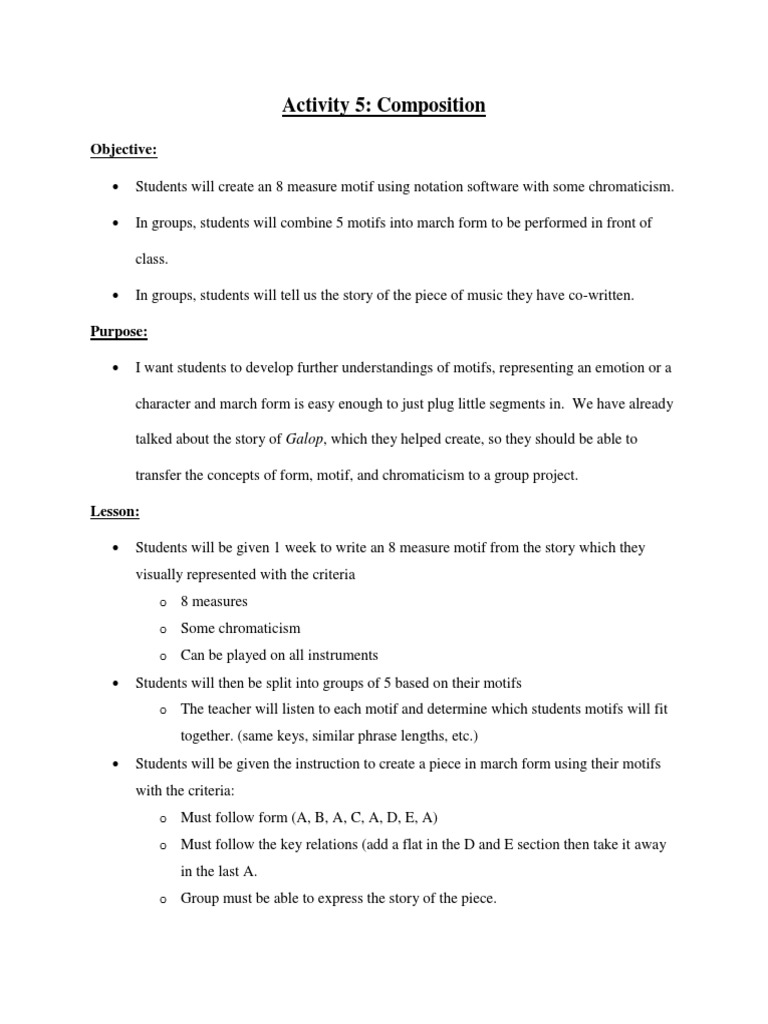 Composition Activity | PDF | Musical Compositions | Rubric (Academic)