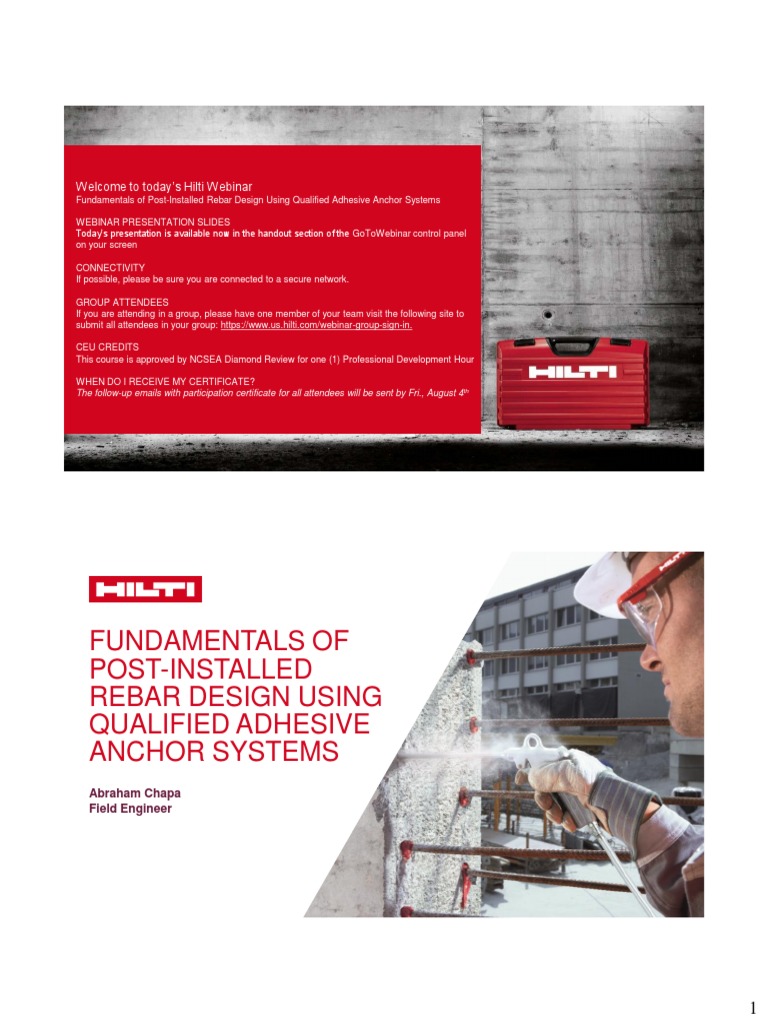 Hilti Webinar Handout | PDF | Concrete | Materials
