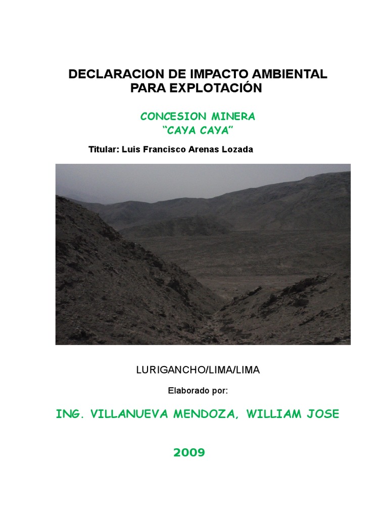 Declaración de Impacto Ambiental | PDF | Minería | La contaminación del ...