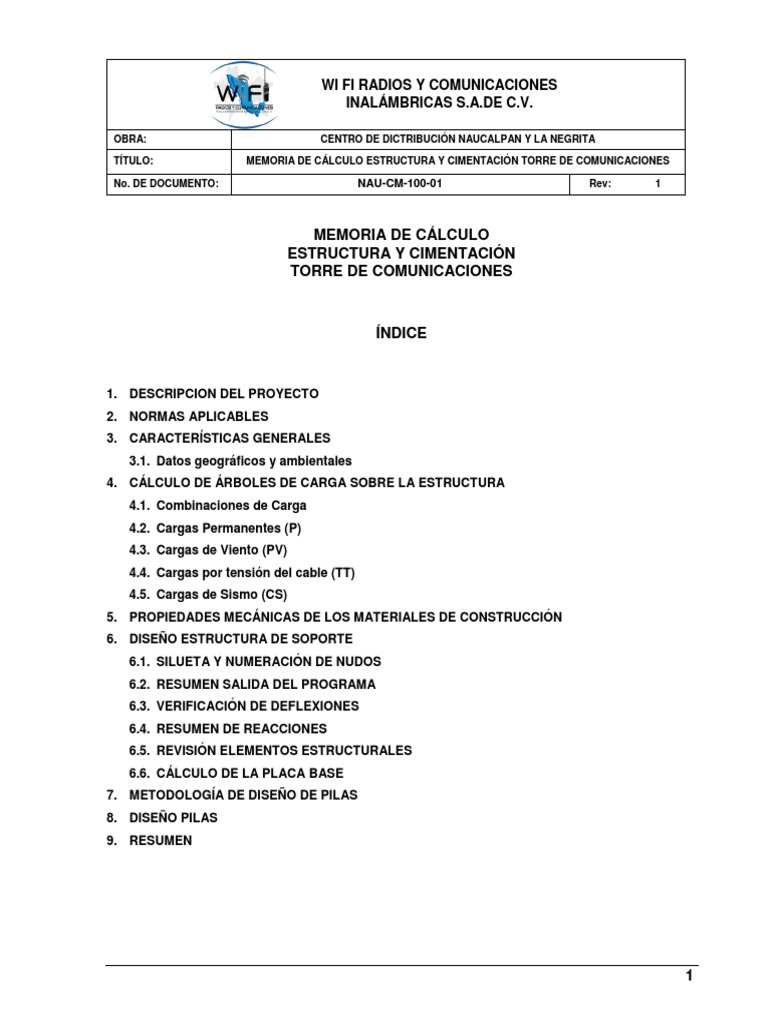 NAU-CM-100-01 MC Torre de Comunicaciones - R1 | PDF | Tornillo | Antena ...