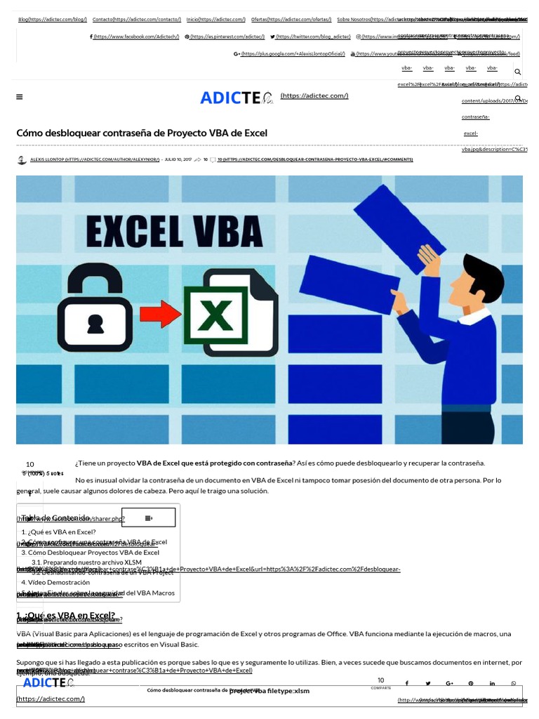 Cómo Desbloquear Contraseña de Proyecto VBA de Excel | PDF | Visual Basic para Aplicaciones ...