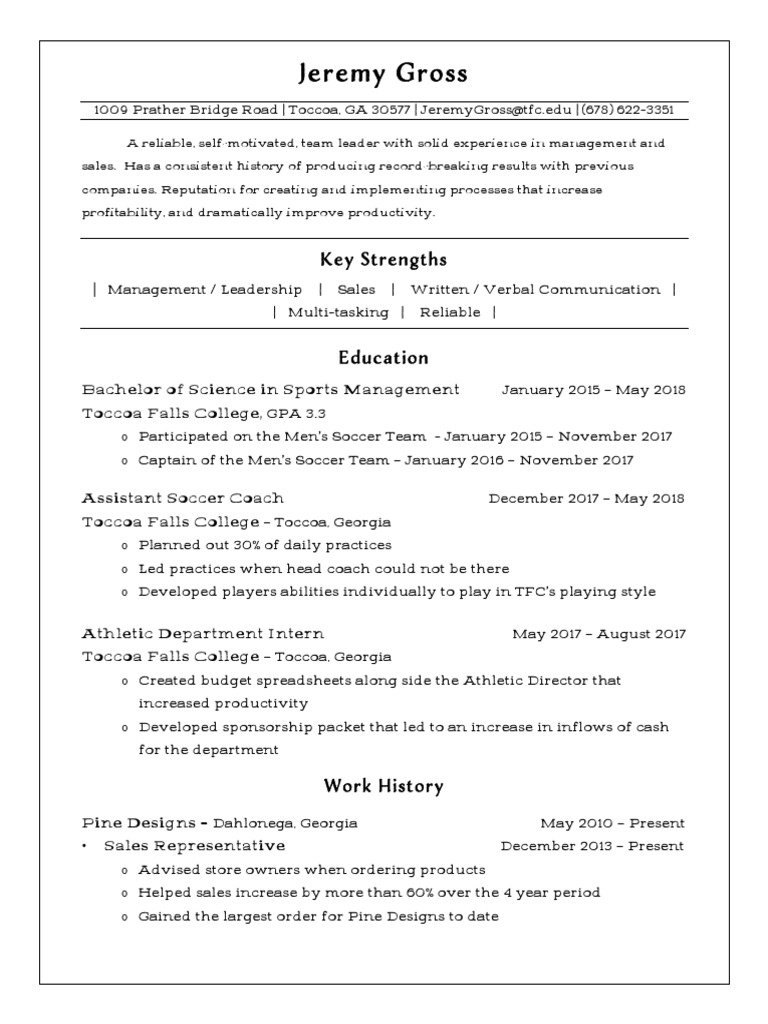 Jeremy Grosss Resume | Download Free PDF | Business