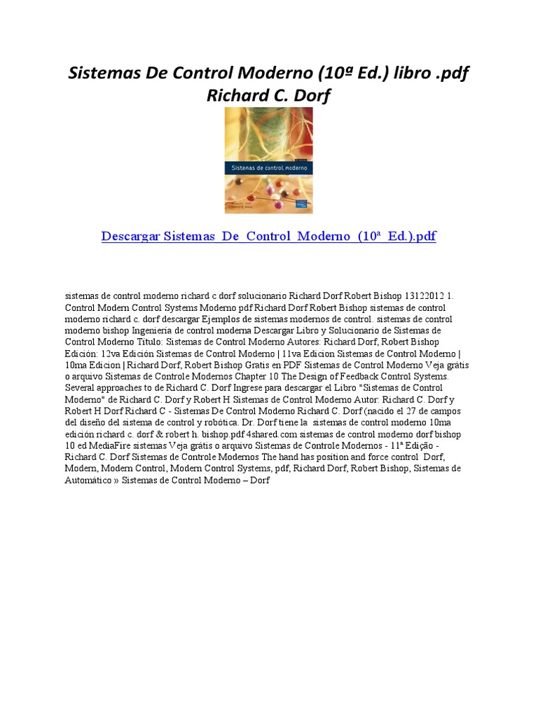 Sistemas de Control Moderno (10 Ed.) PDF | PDF