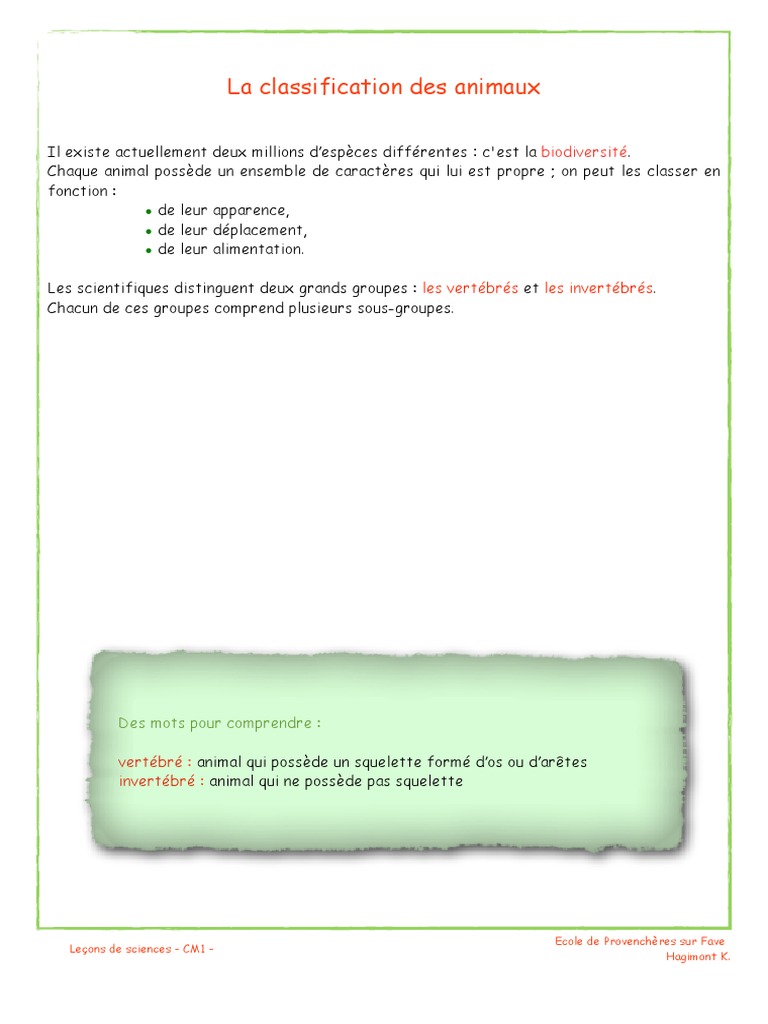 Classification Animale Simplifiée | PDF | Invertébrés | Organismes