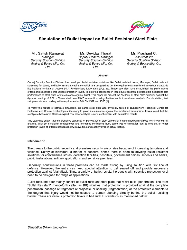 Simulation of Bullet Impact On Bullet Godrej | PDF | Bullet | Finite Element Method