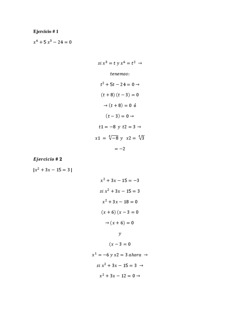 Solving Polynomial Equations Exercises | PDF