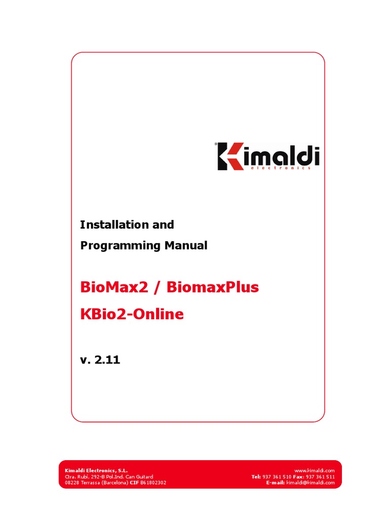 Installation and Programming Manual BioMax2 English | Download Free PDF ...
