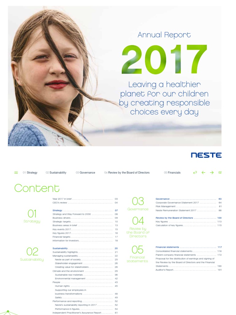 Neste Annual Report 2017 | PDF | Low Carbon Economy | Strategic Management