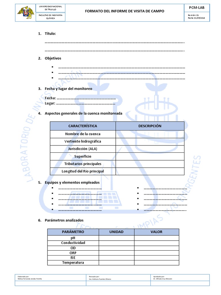 Formato de Informe de Visita de Campo | PDF | Naturaleza