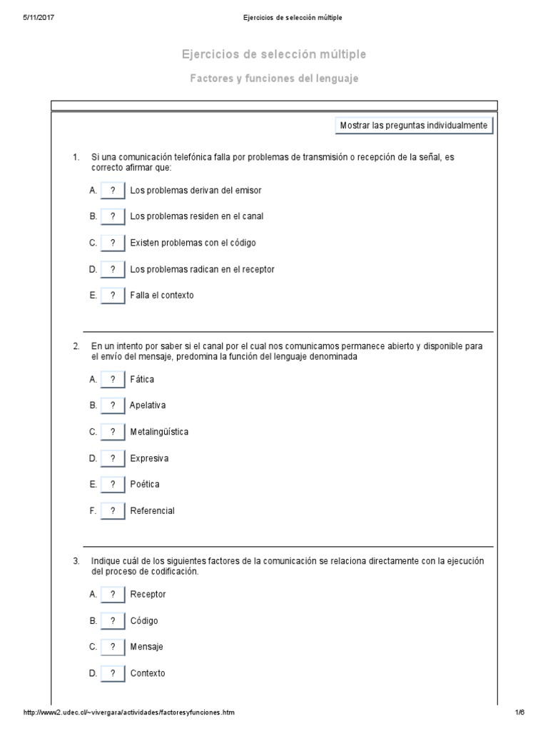 Ejercicios de Selección Múltiple | Comunicación humana | Comunicación