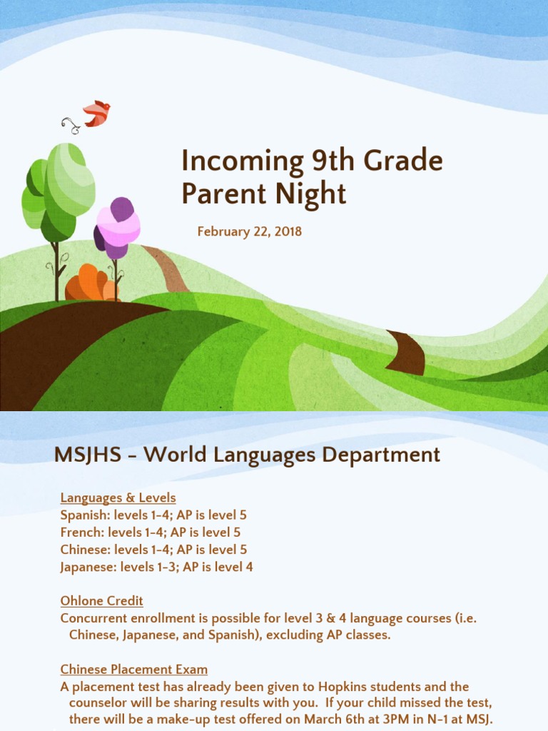 Msjhs World Language Incoming 9th Department Slides | PDF