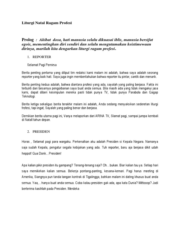 Liturgi Natal Ragam Profesi | PDF