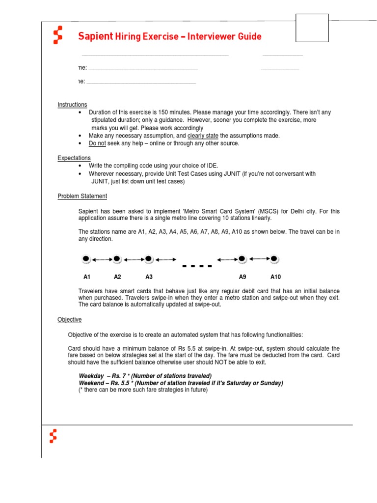 Sapient Hiring Exercise - Interview Guide | PDF | Unit Testing ... Sapient Hiring Exercise - Interview Guide | PDF | Unit Testing ...