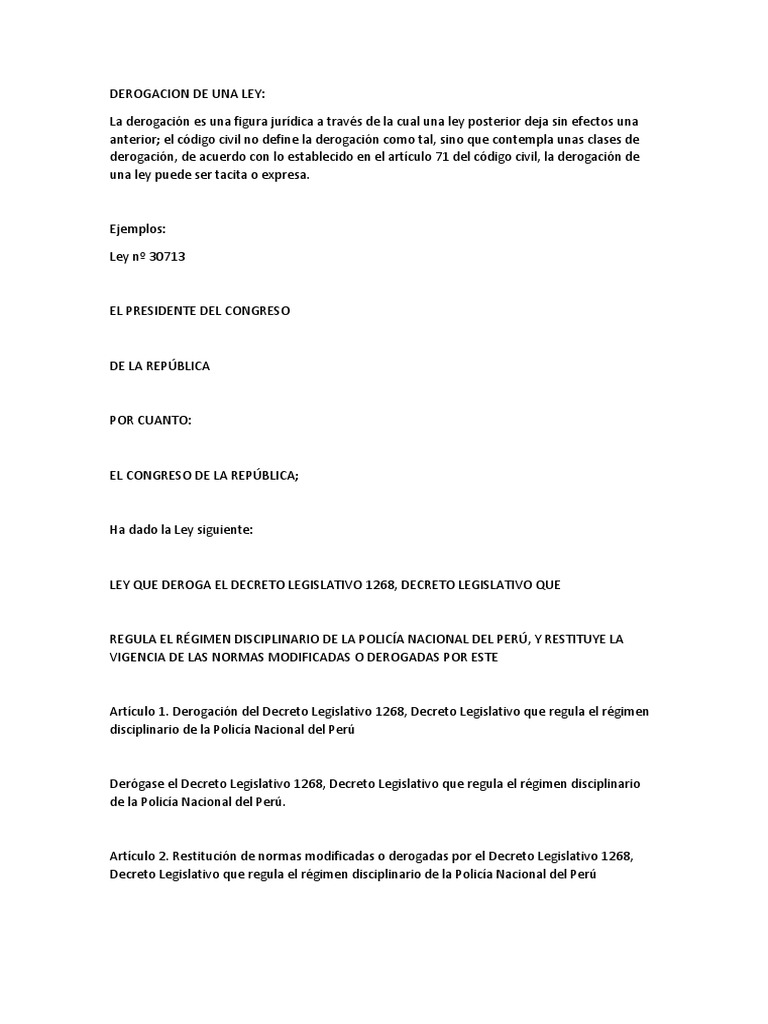 Derogacion de Una Ley | PDF | Instituciones sociales | Ciencias sociales