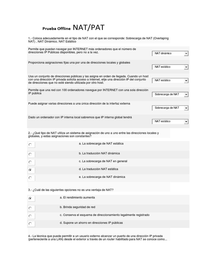 Prueba Evaluatoria NAT - PAT | PDF | Dirección IP | Tecnología digital