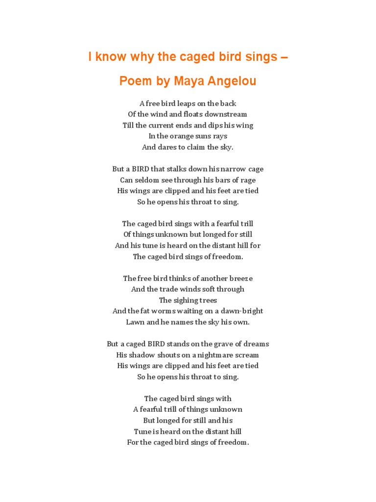 Poemi Know Why The Caged Bird Sings | PDF