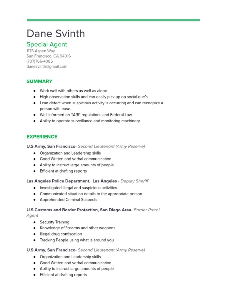 Special Agent Resume | PDF