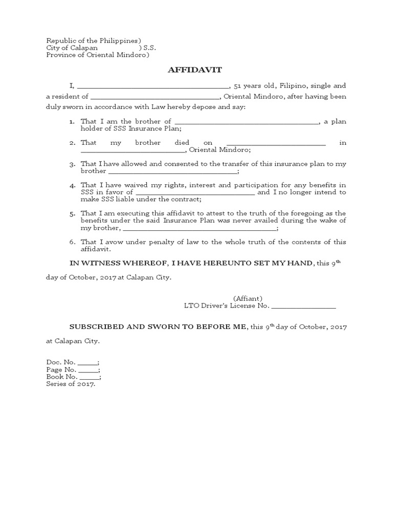 Affidavit - Benefit Claim | PDF