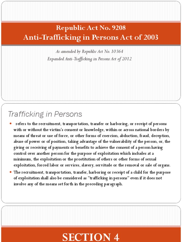 Republic Act No. 9208: Anti-Trafficking in Persons Act of 2003 | Human ...