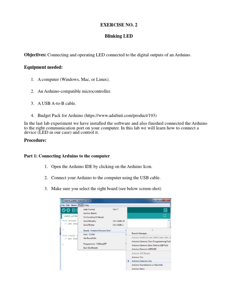 Exercise No. 2 Blinking LED | PDF | Arduino | Electronic Engineering