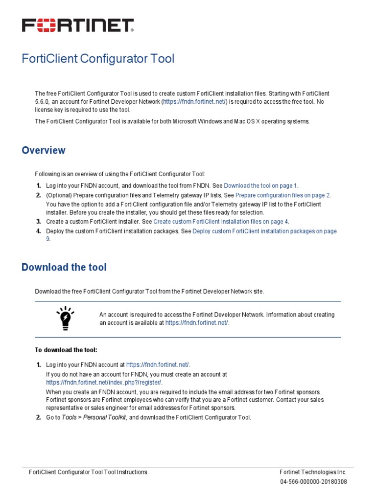 Forticlient 5.6.6 Configurator Tool | PDF | Installation (Computer ...