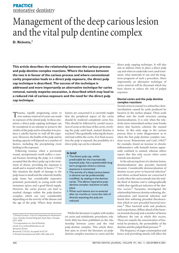 Deep Caries Management | PDF | Dentin | Human Tooth