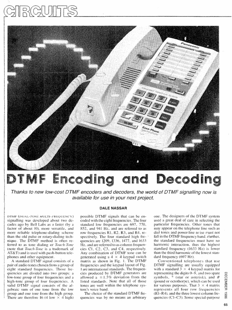 DTMF Encoding and Decoding | Download Free PDF | Electronic Circuits | Telephone
