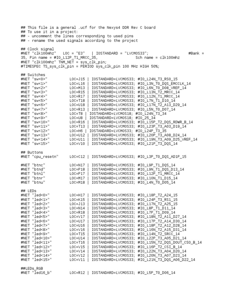 Nexys 4 DDR Ucf | PDF