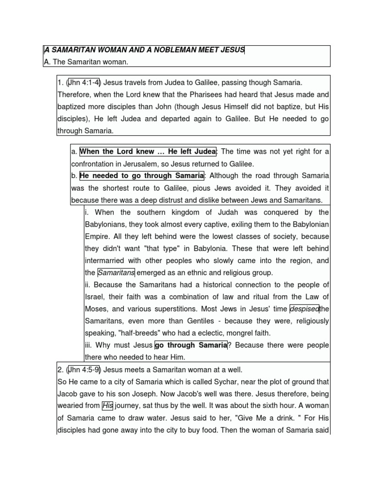 John 4 | PDF | Samaritans | Gospel Of John
