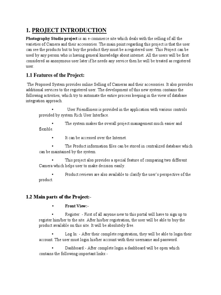 Project Introduction: 1.1 Features of The Project | PDF | Active Server ...