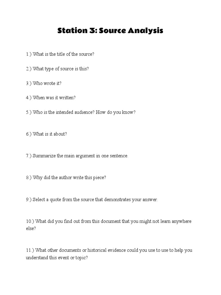 Source Analysis Guide | PDF