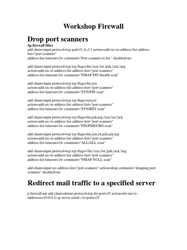 Workshop Firewall | PDF | Firewall (Computing) | Transmission Control Protocol