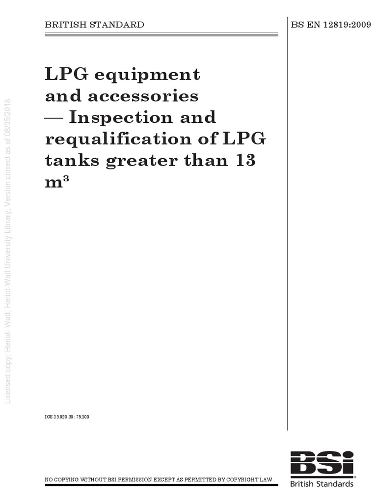 BS en 12819-2009 | PDF | Valve | Liquefied Petroleum Gas