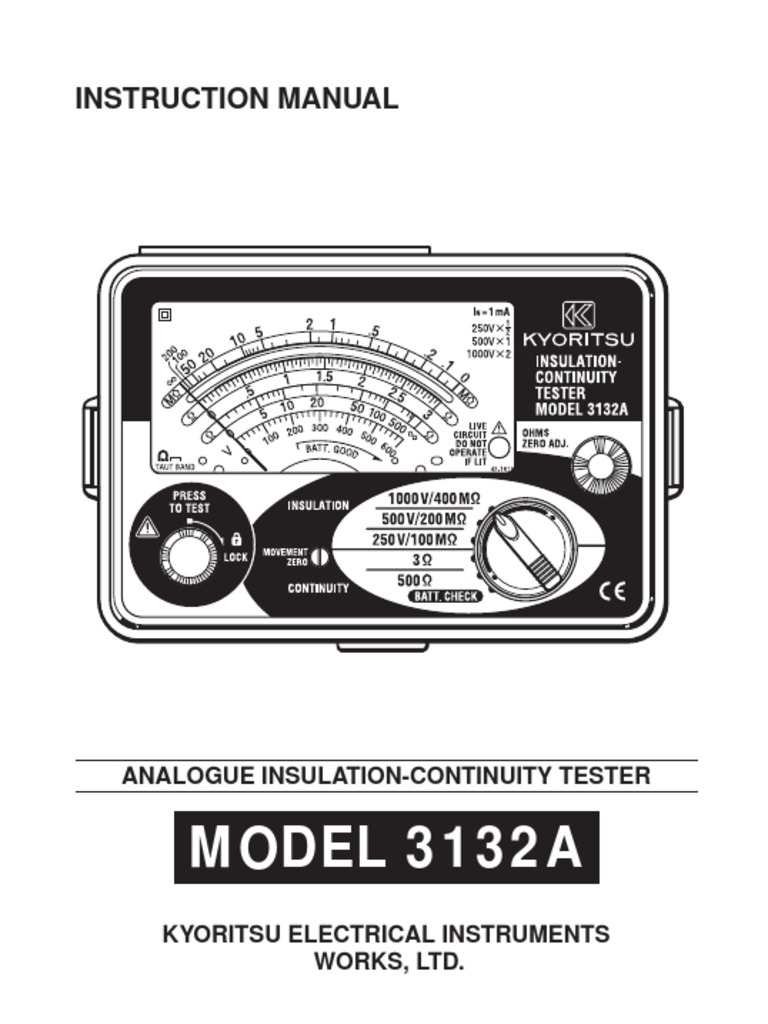 Kyoritsu 3132A Tester Instruction Manual | PDF | Switch | Electrical ...