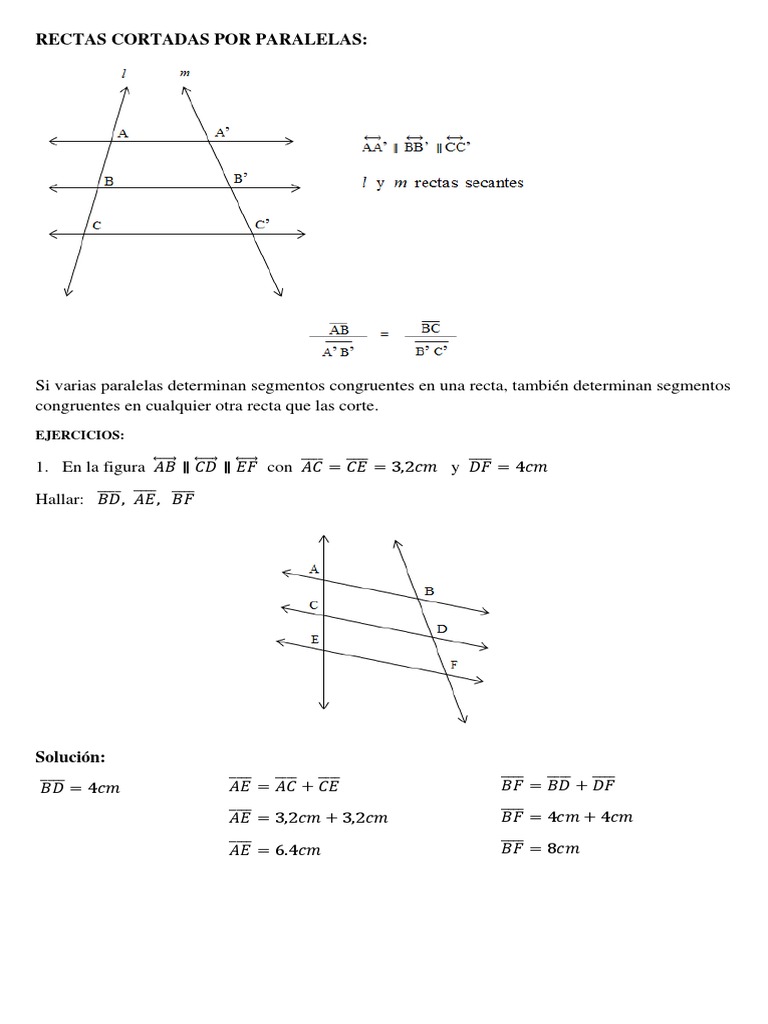 Rectas Cortadas Por Paralelas y Teorema de Tales | PDF | Triángulo | Geometría