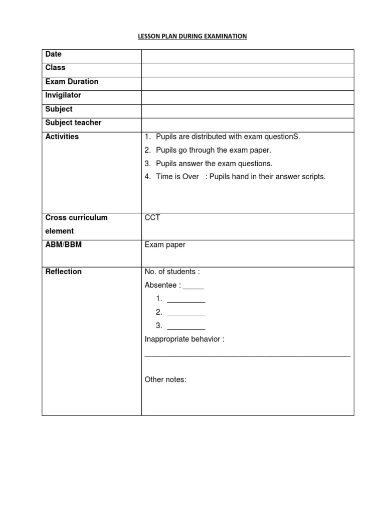 Date Class Exam Duration Invigilator Subject Subject Teacher Activities ...