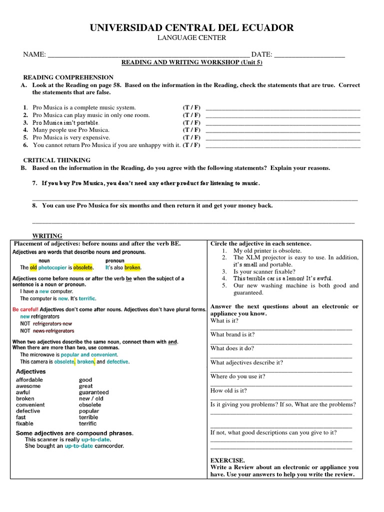 Unit 5 Reading and Writing Workshop | PDF | Style (Fiction) | Semiotics