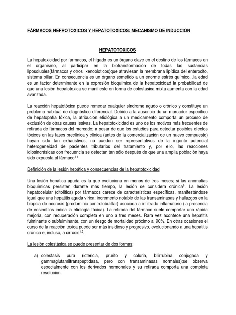Fármacos Nefrotoxicos y Hepatotoxicos | PDF | Membrana celular ...