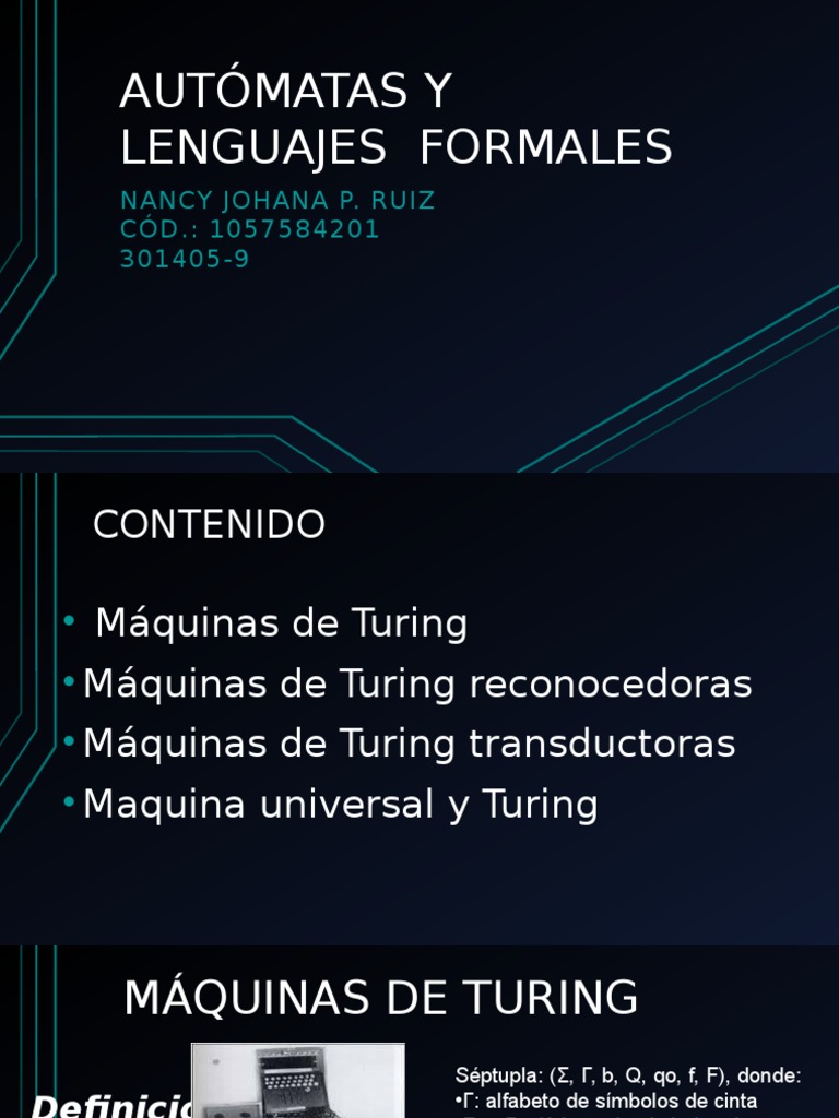 Presentacion Maquinas de Turing | PDF | Áreas de informática | Informática