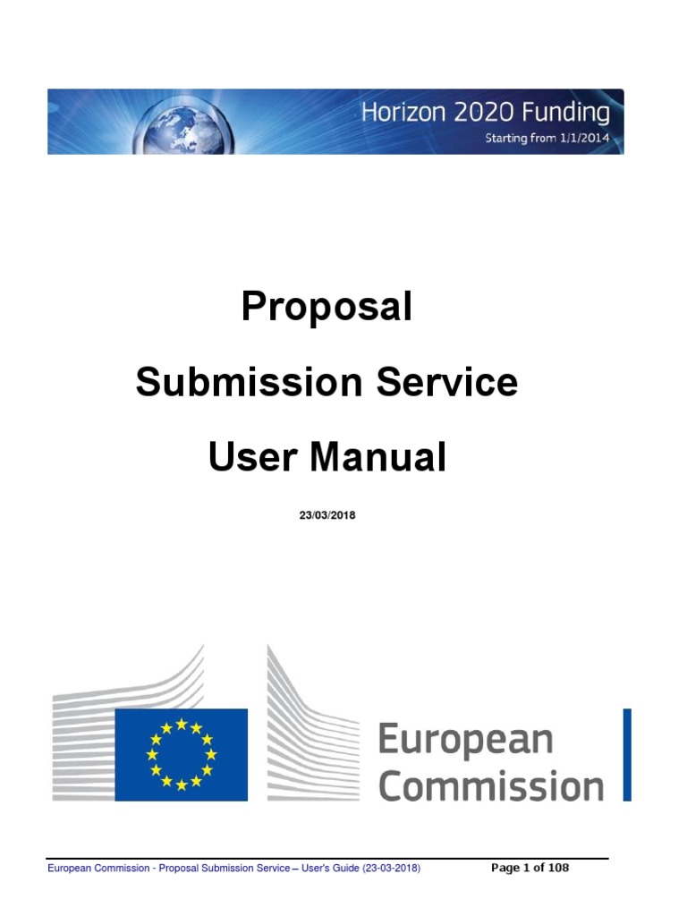 European Commission - Proposal Submission Service - User's Guide (23-03 ...