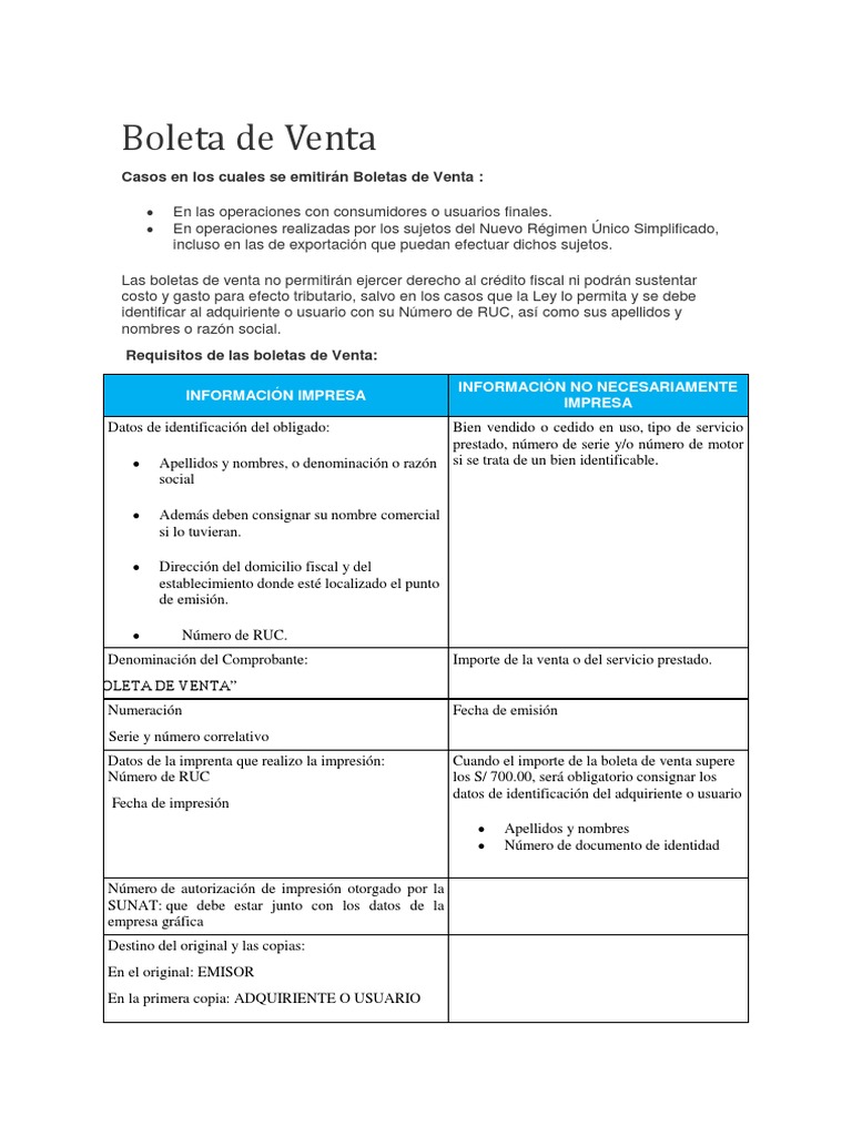 Requisitos y Tipos de Boletas de Venta | PDF | Negocios (general)