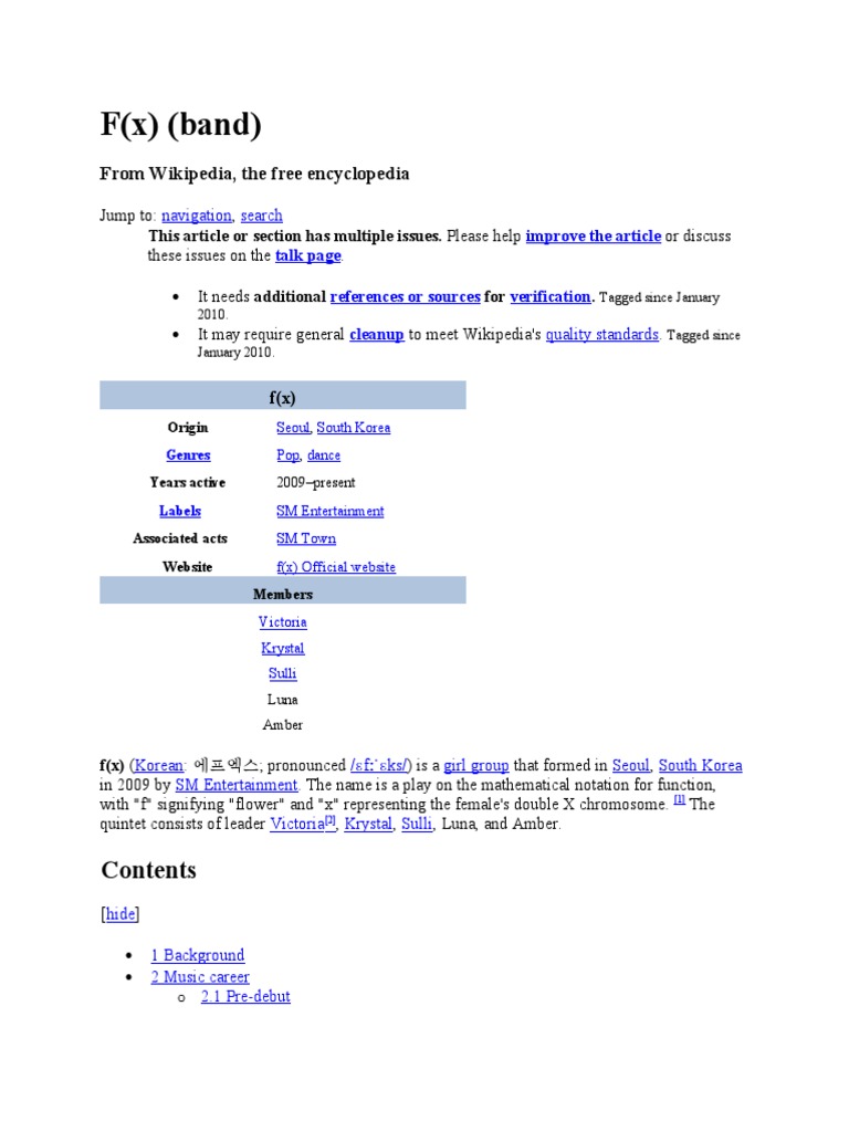 F (X) (Band) : From Wikipedia, The Free Encyclopedia | PDF | Art