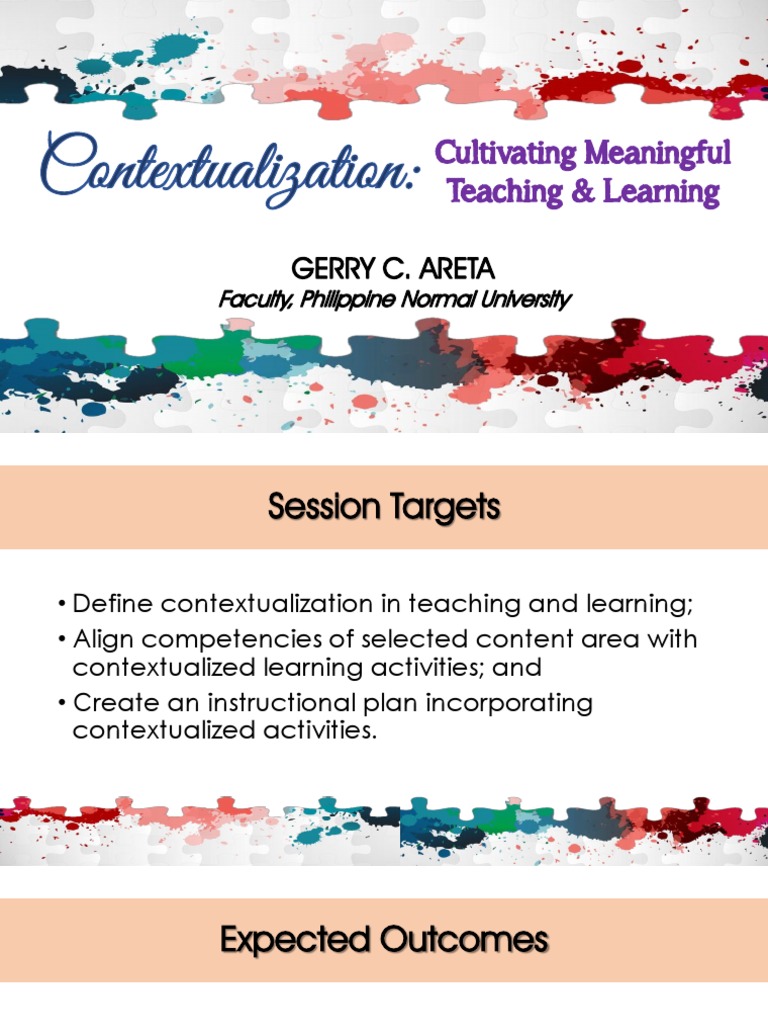 Contextualizing Instruction | PDF | Curriculum | Learning
