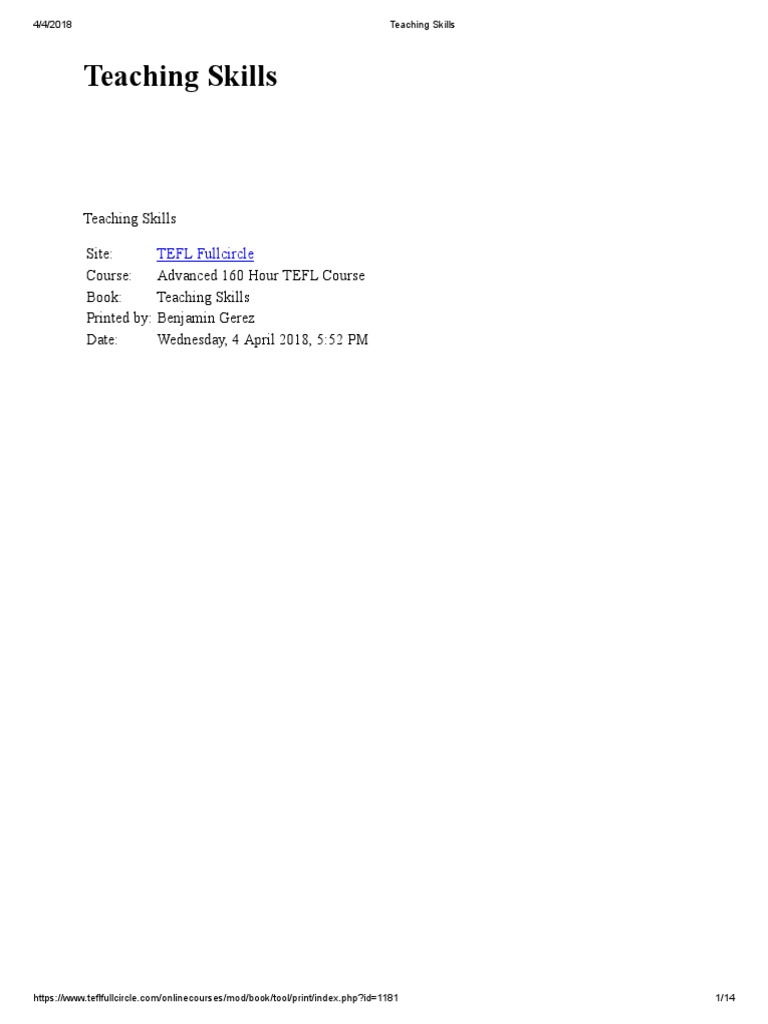 Module 2 Teaching Skills | Download Free PDF | Teaching English As A ...